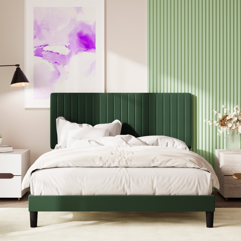 Willa Arlo Interiors Dunphy Upholstered Platform Bed with Adjustable Headboard & Reviews | Wayfair